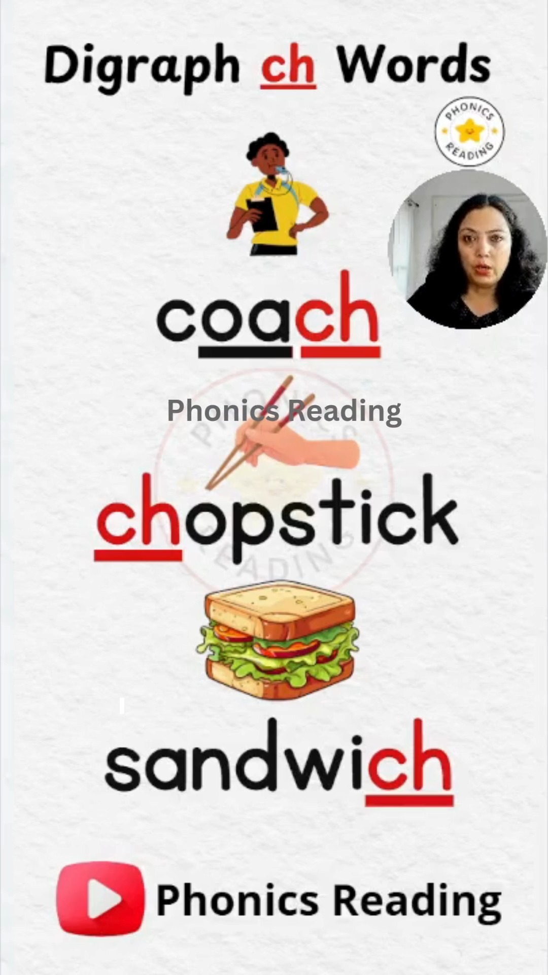 Digraph CH words Reading Practice with Phonics. Digraphs are two ...