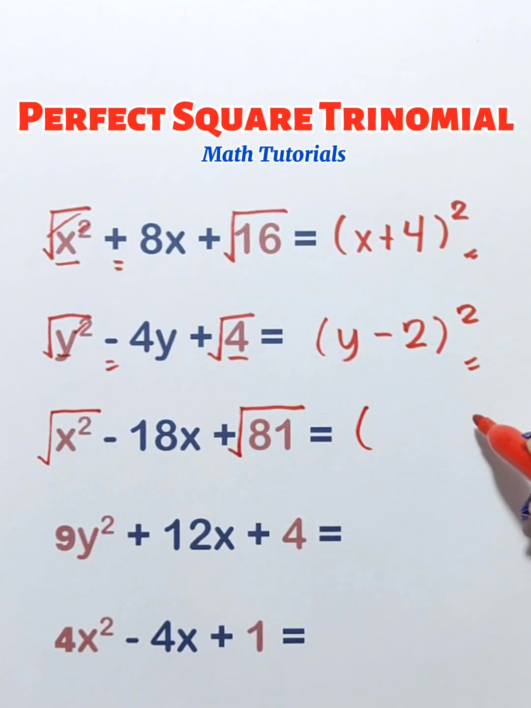 Math Tutorials - Perfect Square Trinomial💯💯💯 #Math... | Facebook