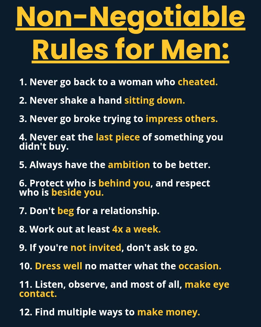 Non - Negotiable Rules For Men : | booksforaspirants | Facebook