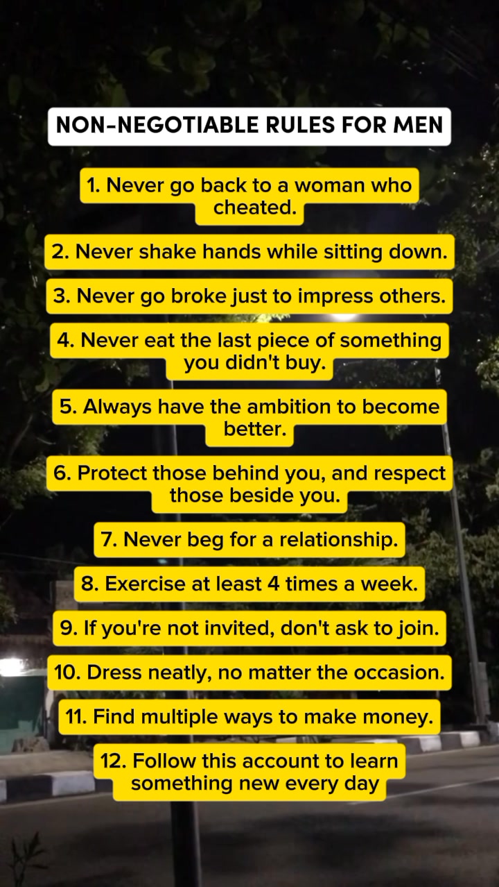 Non_ Negotiable Rules For Men #fyp | Azkia Naila | Facebook
