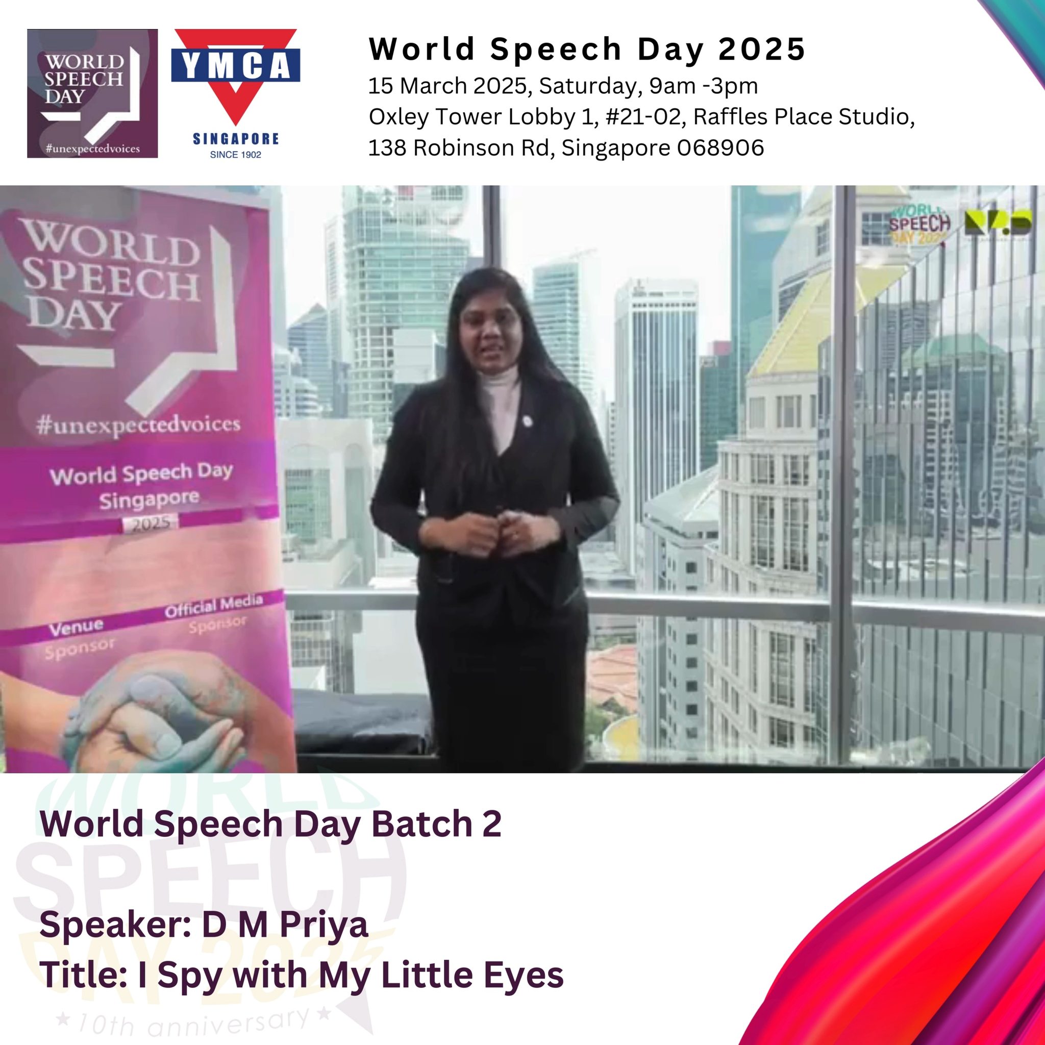 World Speech Day Speech, 15 March 2025 Raffles Place Studio Singapore ...