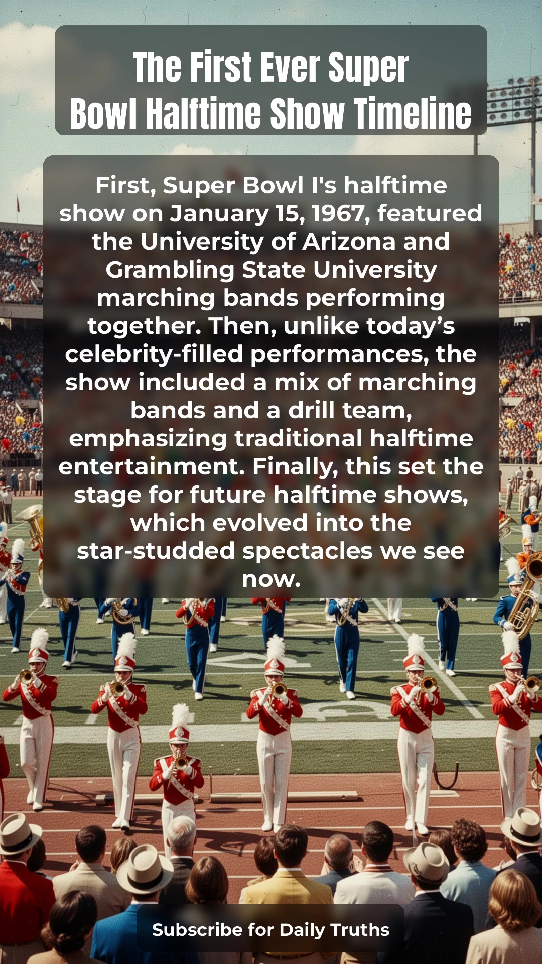 Discover the fascinating timeline of the very first Super Bowl halftime ...