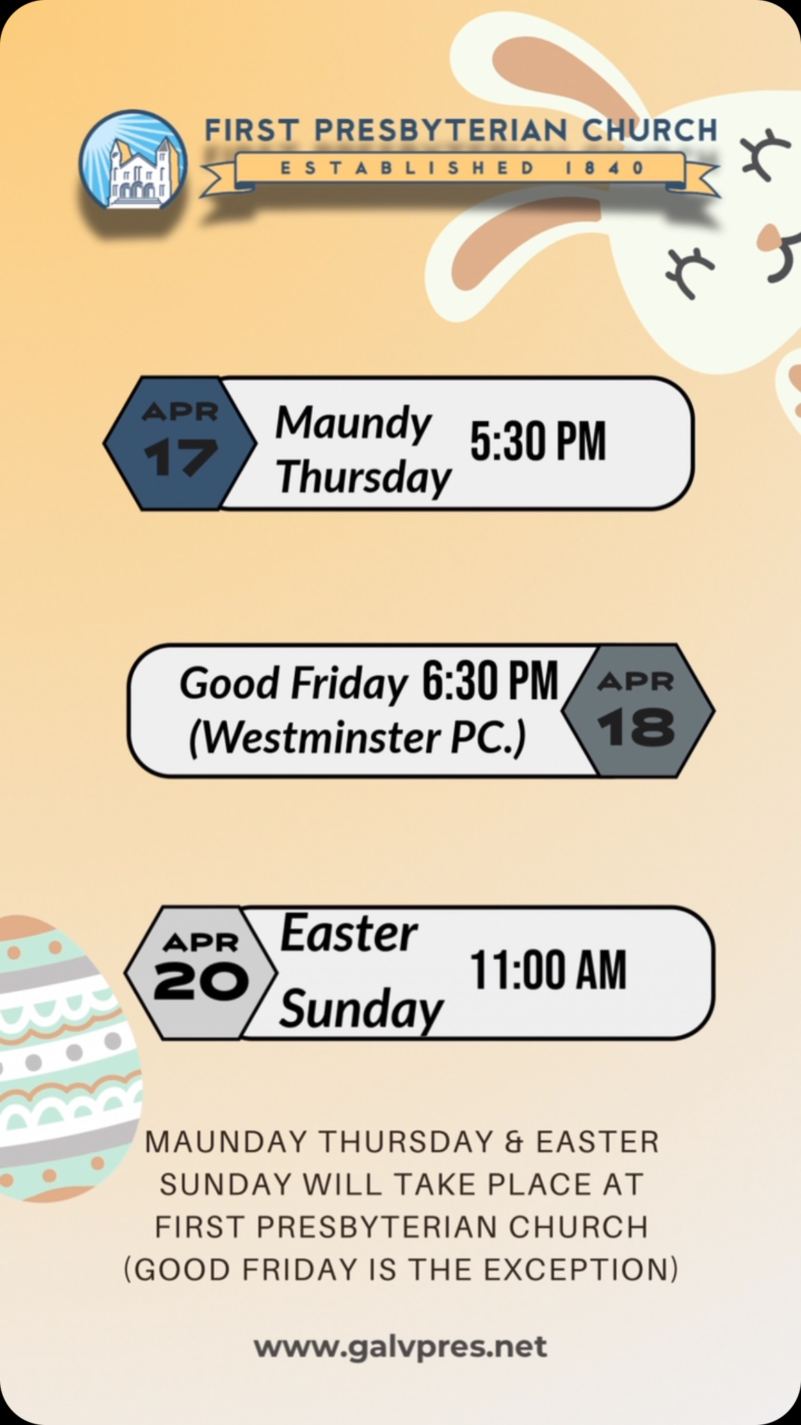 Holy Week Update! Just to clarify: Maundy Thursday (April 17) and ...