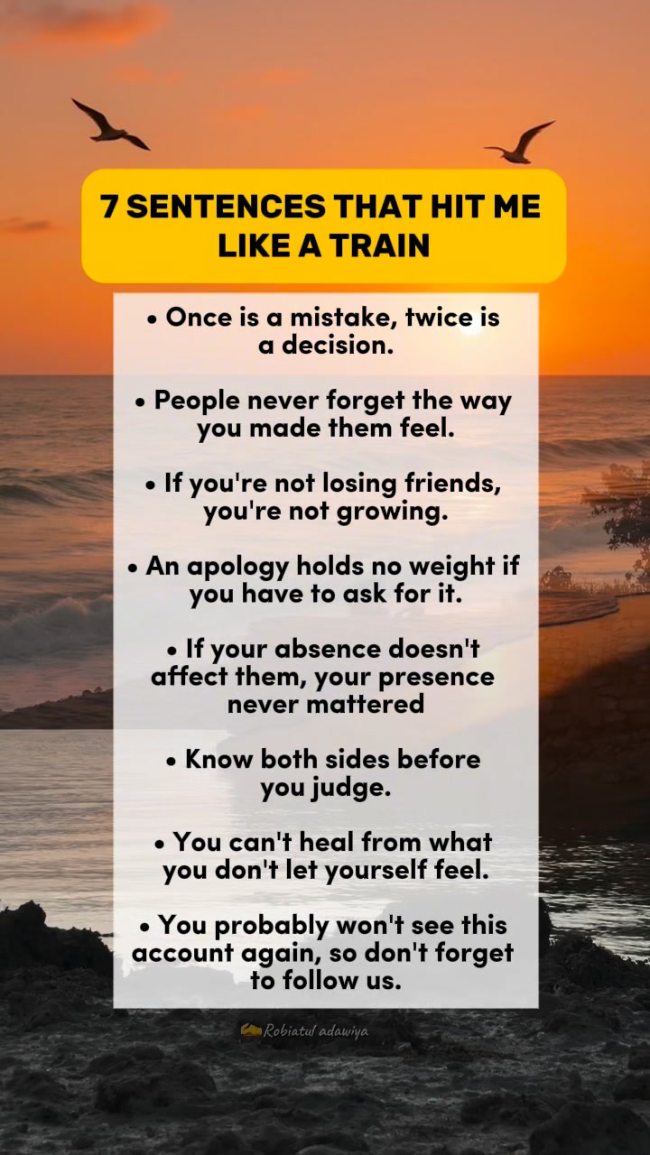 7 Sentences That Hit Me Like A Train #lifestory #quoteoftheday # ...