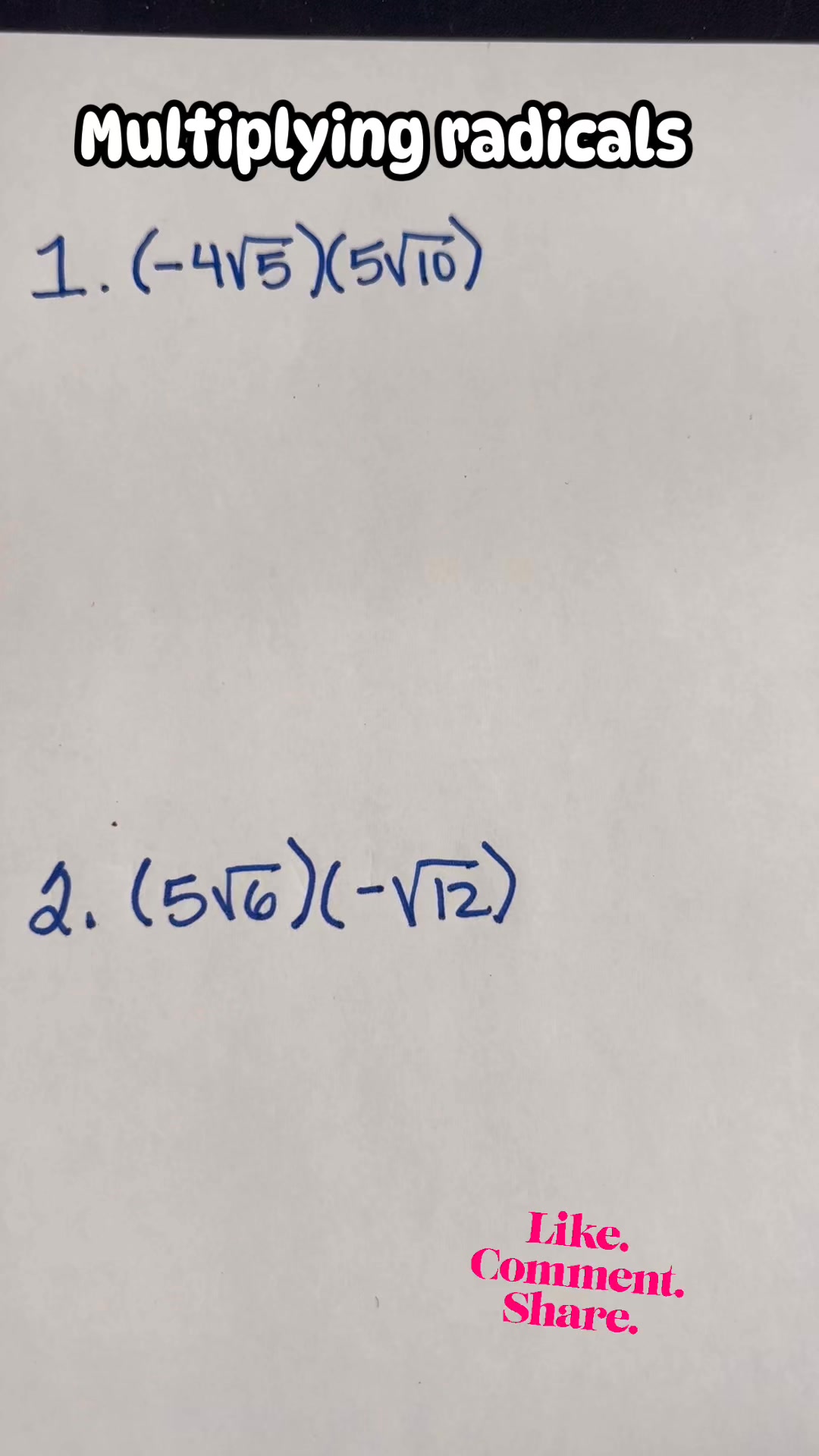 How to multiply radicals. #multiplyradicals #radicals | Impactmath19 ...