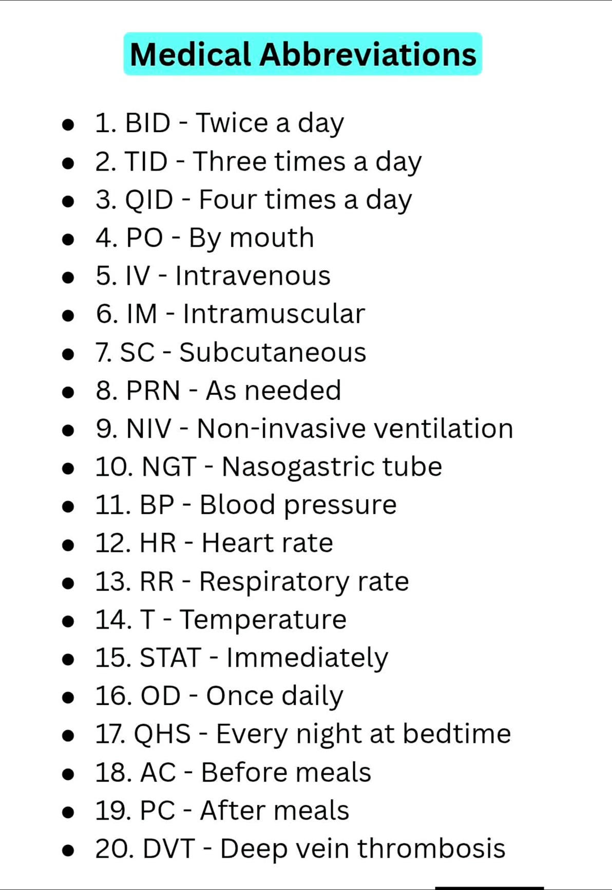 Common medical abbreviations made easy 🩺📘 Save this for quick reference ...