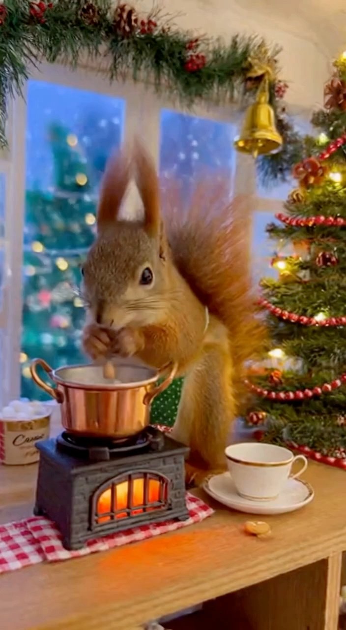 a squirrel just making hot cocoa 🎄☕️ | Everythings Christmas | Facebook