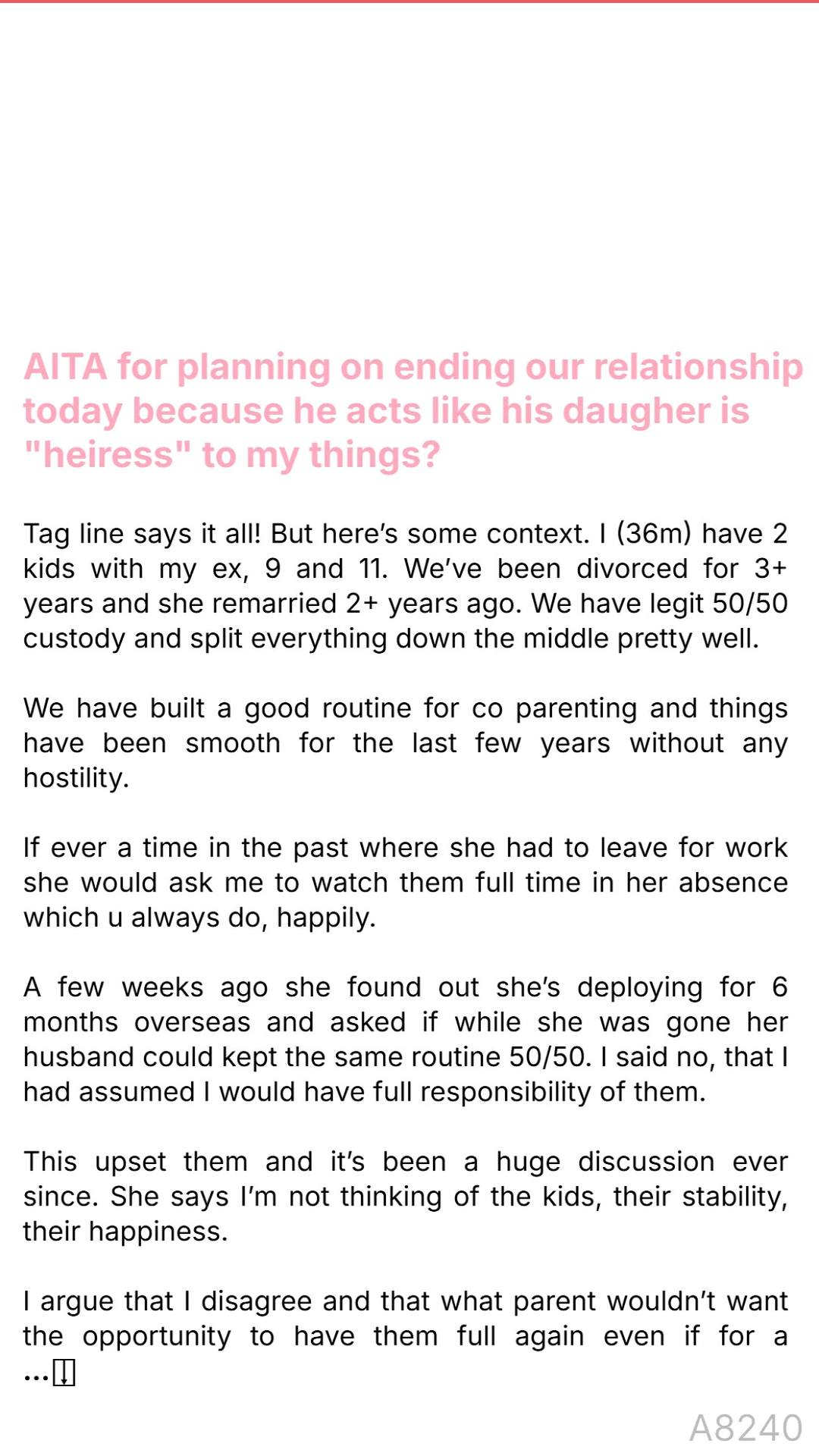 Aita For Planning On Ending Our Relationship Today Because He Acts Like