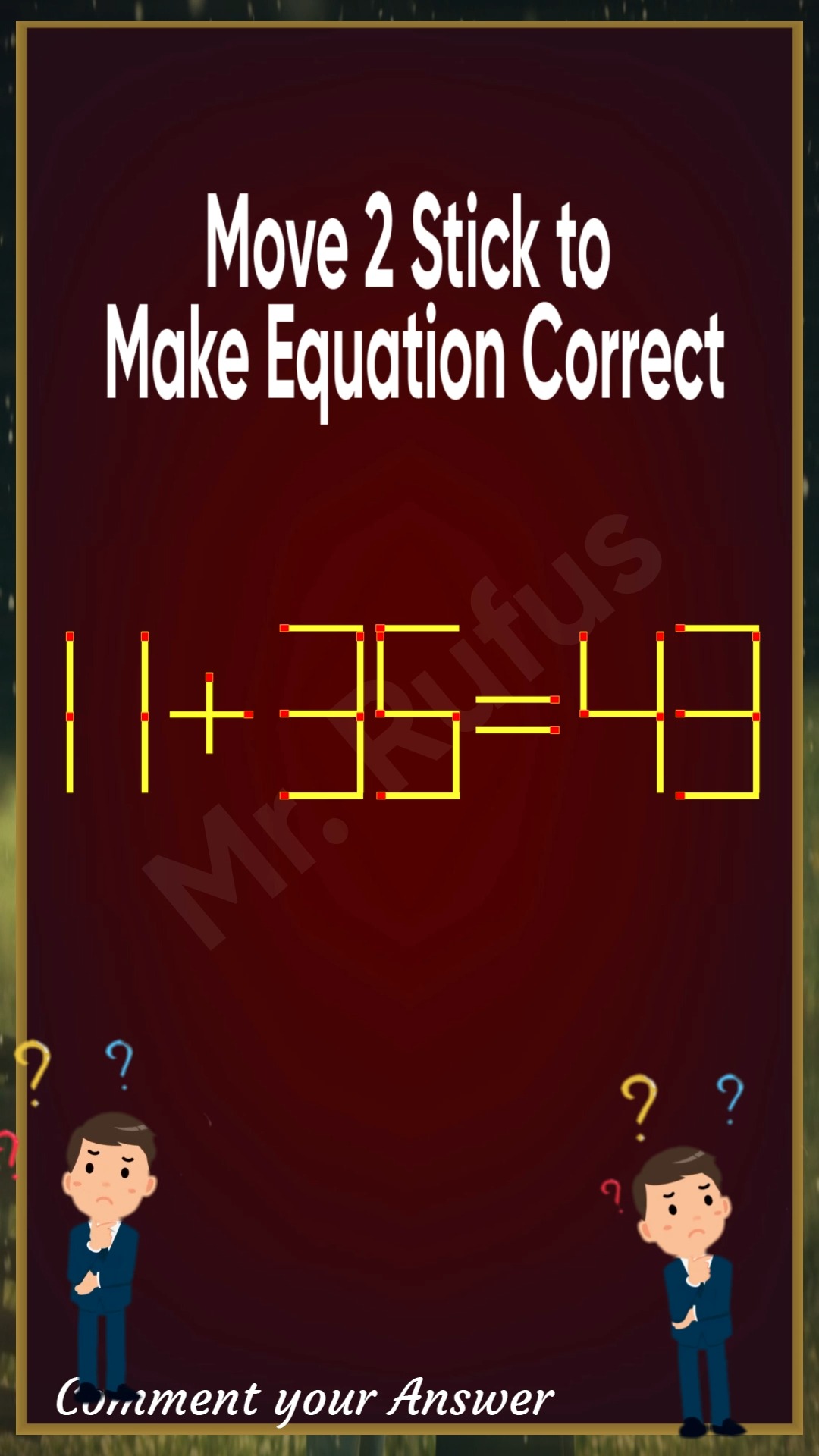 Turn the wrong Equation into Correct || Matchstick Puzzle #shorts # ...
