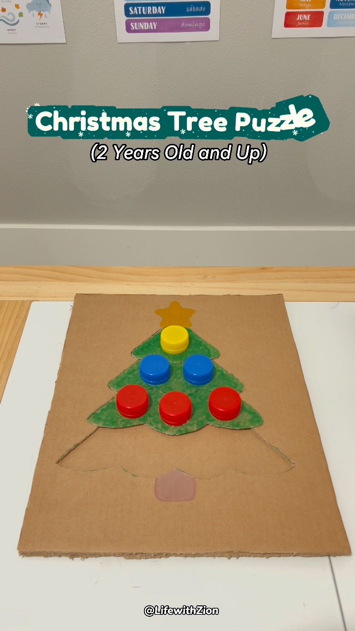 Looking for a toddler-friendly Christmas puzzle? 🧩 🎄🌲 Make this DIY ...
