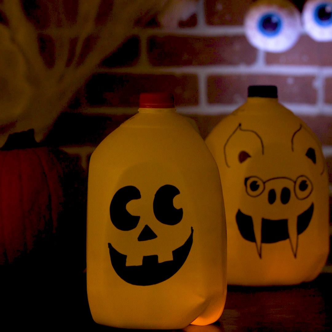 Re Purpose Old Milk Jugs Into These Adorable Halloween Luminaries