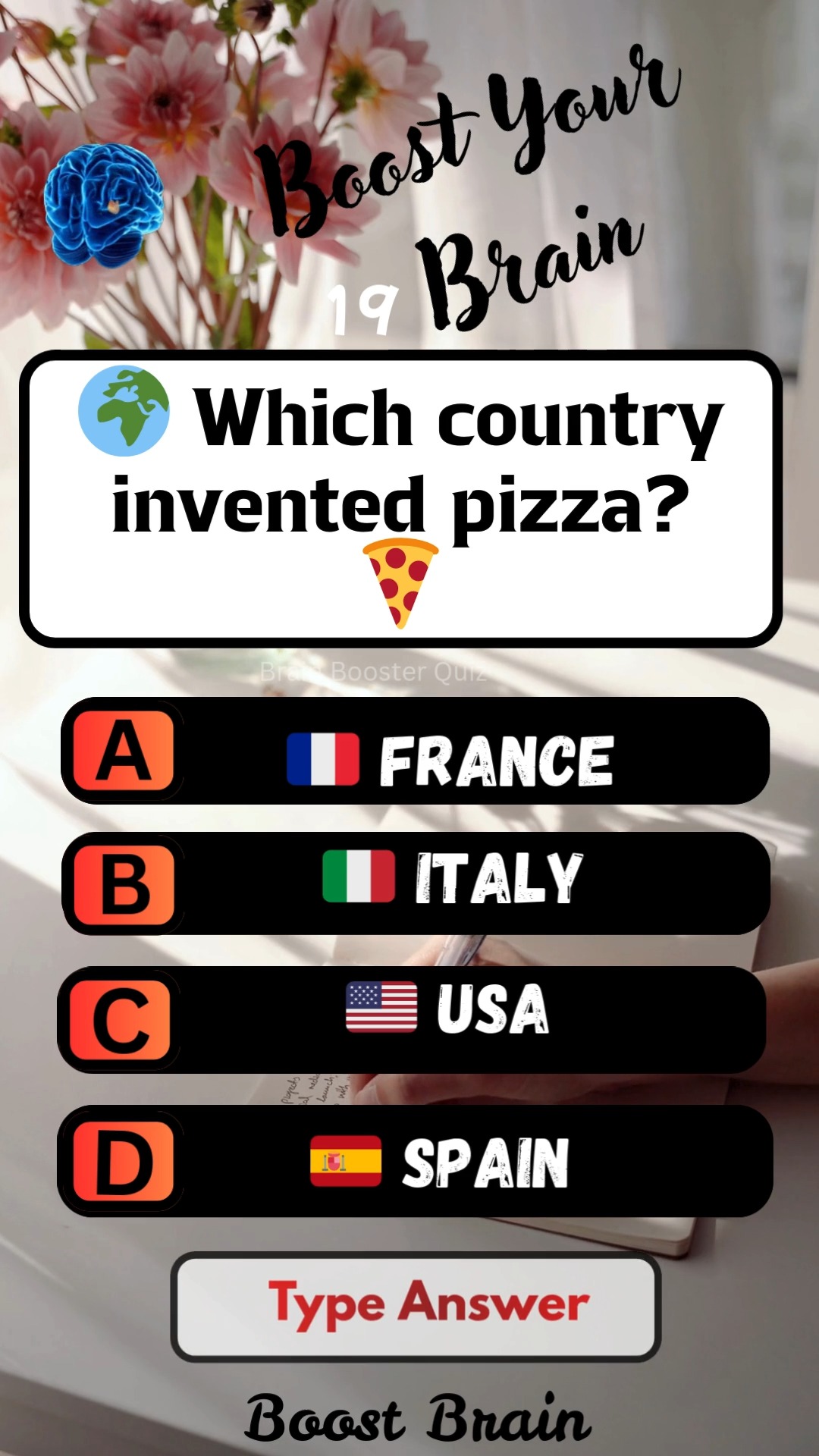 19 Challenge 💪🏼 Food lovers know 😋 🌍 Which country invented pizza? 🍕 # ...