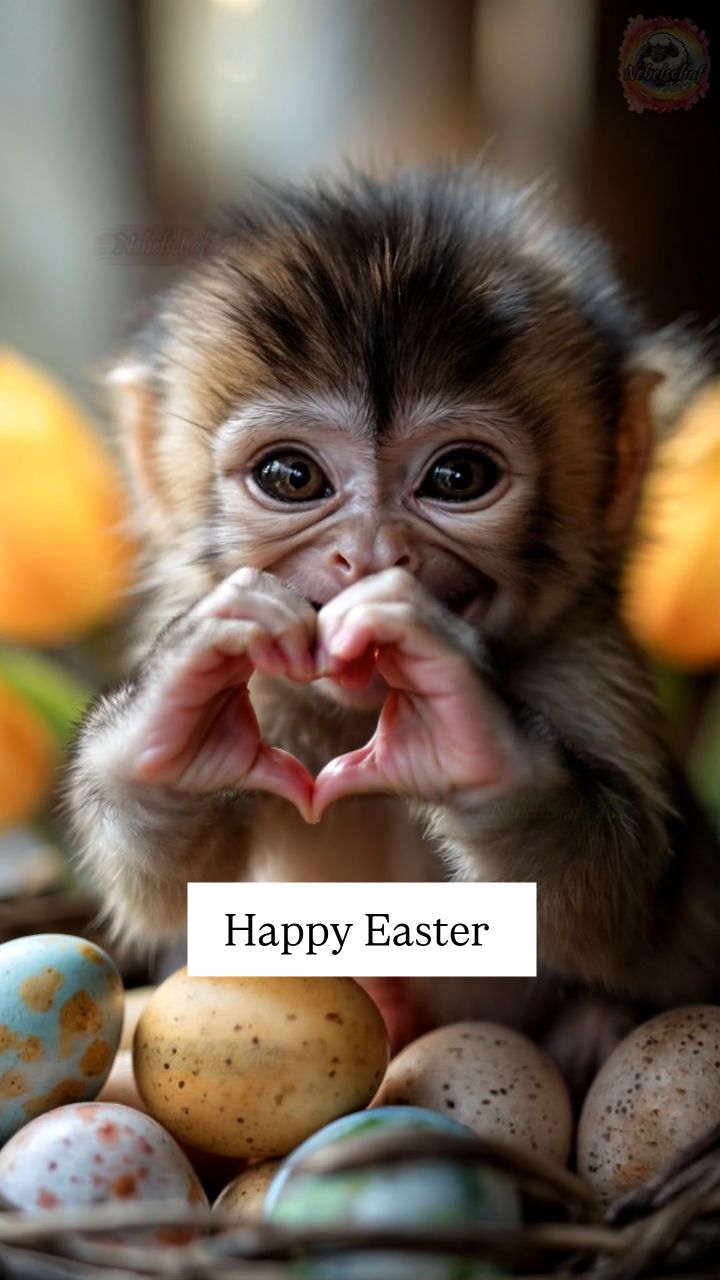 Happy Easter #cute #happy #animals #Easter #monkey | Nebelschaf Art ...