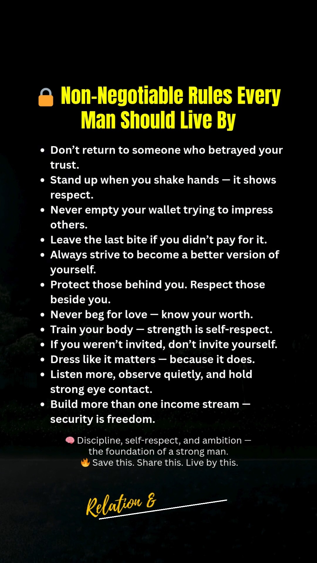 🔒 Non-Negotiable Rules Every Man Should Live By 🧠 Discipline, self ...