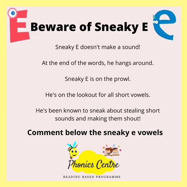 Beware of sneaky E . . #sneakye #phonicscentre #phonics #shortvowels # ...