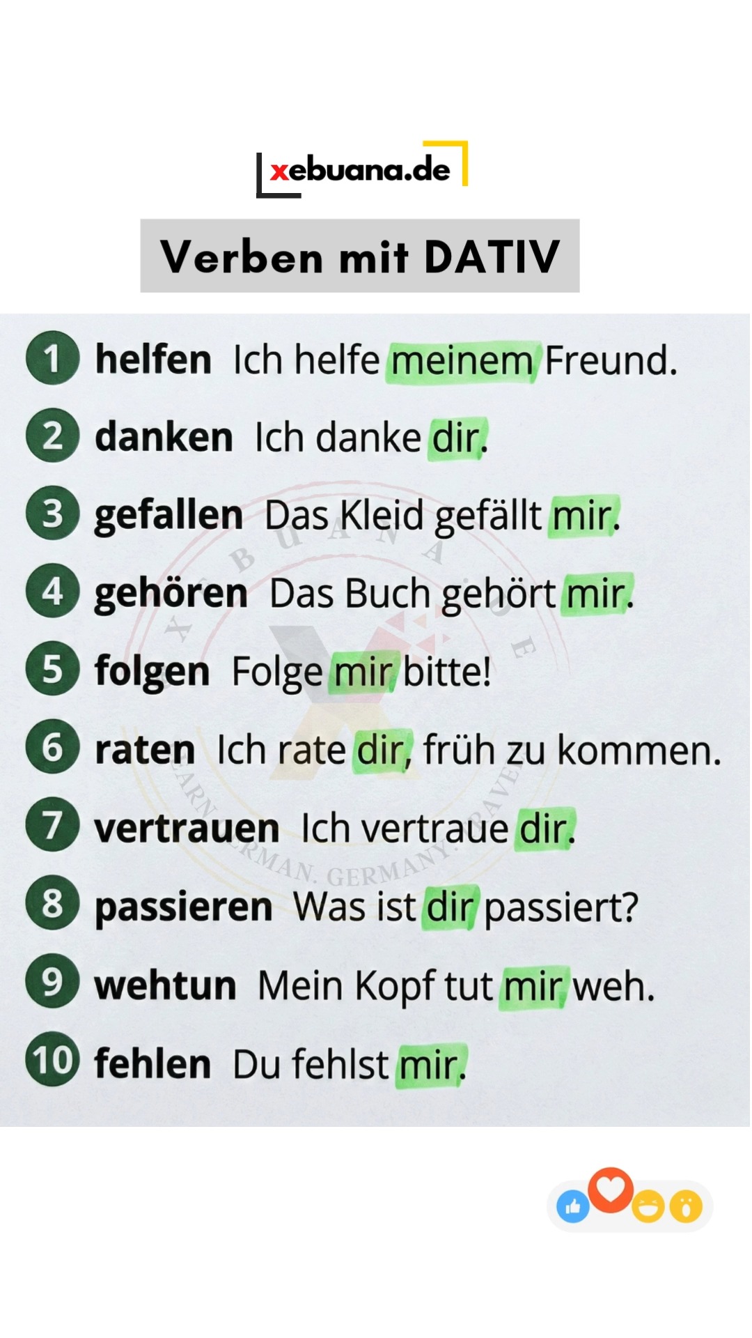 🇩🇪 Germa Lesson: Dative Verbs Some German verbs always take the dative ...