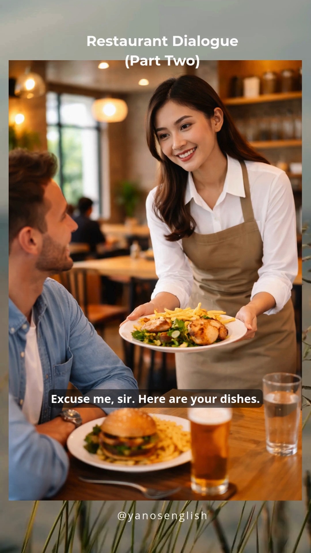 Restaurant Dialogue (Part Two) #reelsedukasi #belajarbahasainggris # ...