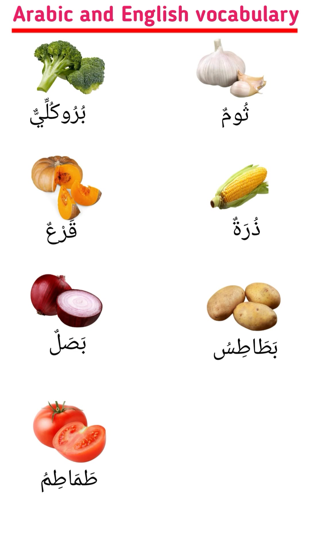 Arabic and English vegetables names #arabic #English #different #names ...