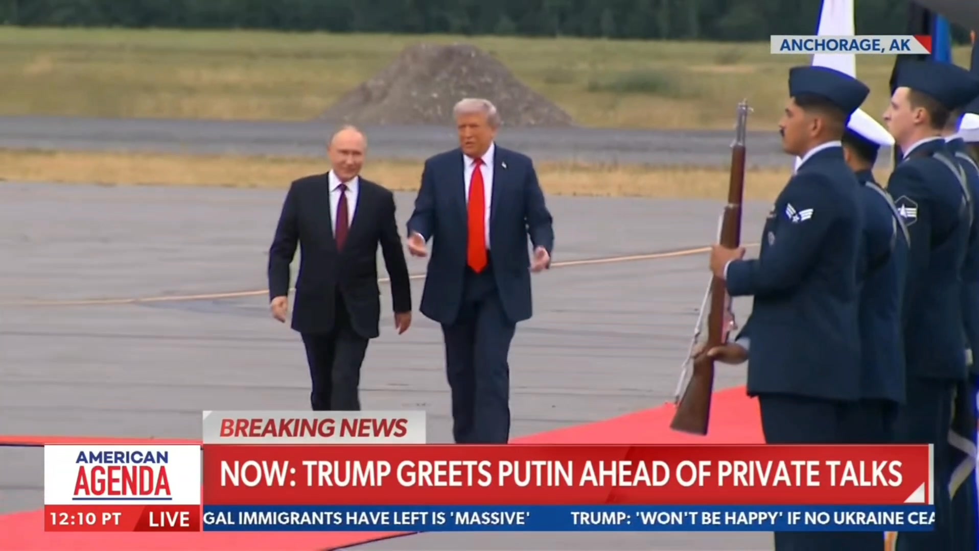 Minutes ago... Trump meets Putin/America meets Russia during war time ...