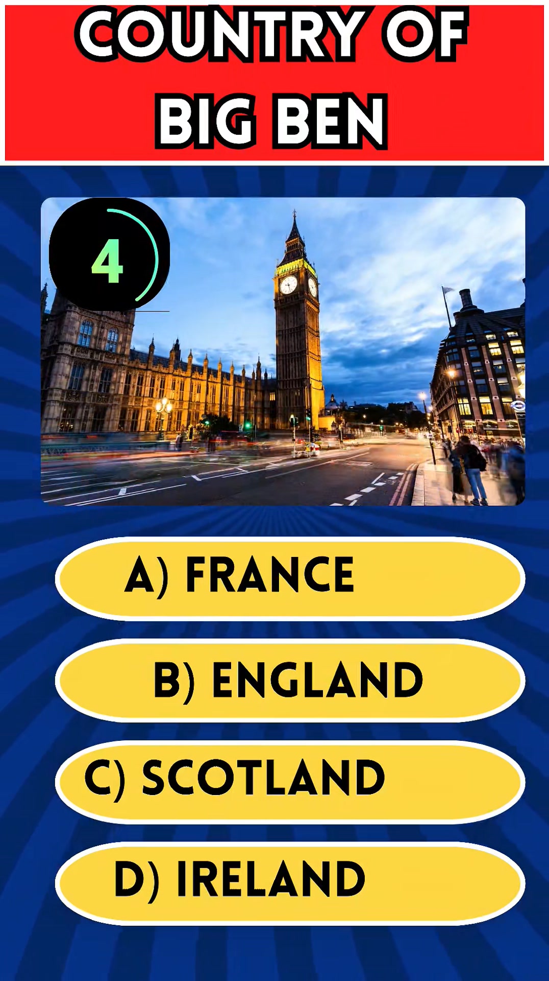 Do you know Big Ben is located in which country? Big Ben is the famous ...