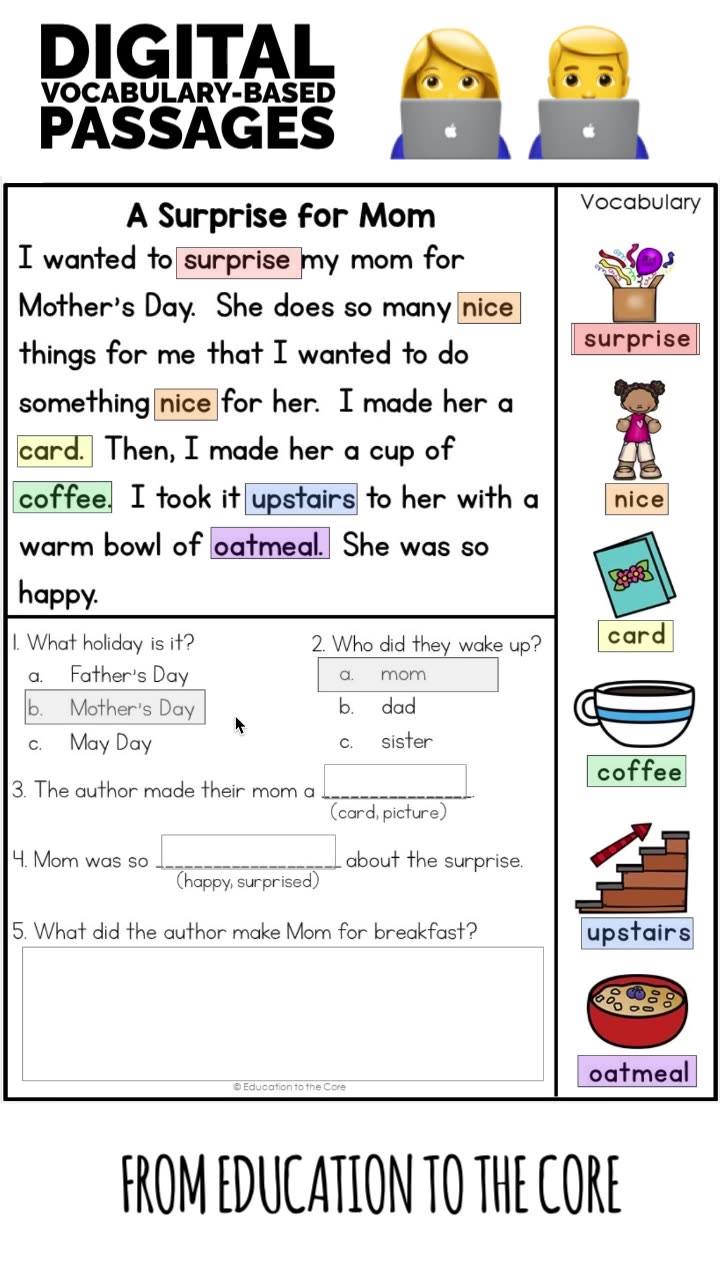 Digital Practically 1st Grade Reading Comprehension Passages | Look at ...