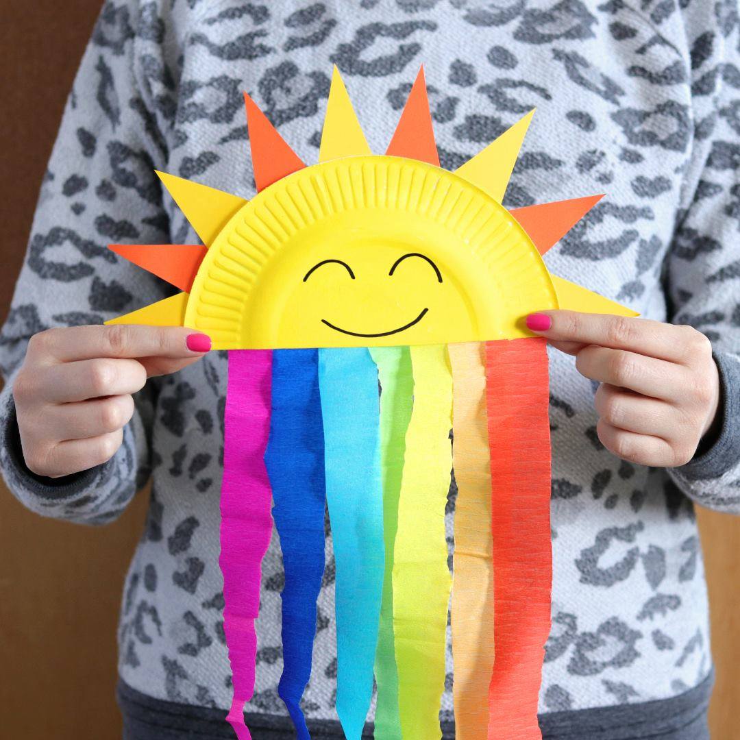 Paper Plate Sun and Rainbow Craft | Paper Plate Sun and Rainbow Craft ...