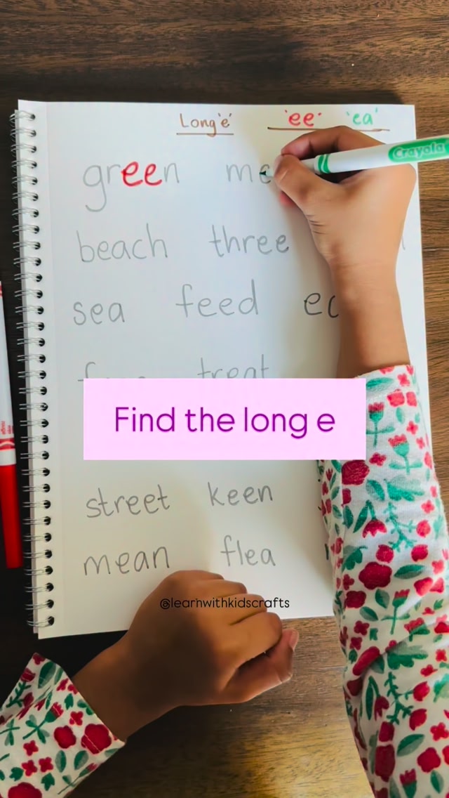 Spot the Long E! Follow @learnwithkidscrafts for more. Repeatedly ...