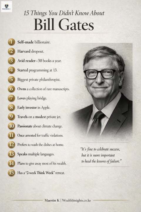 15 facts about Bill Gates — but read this carefully 👇🏾 He didn’t just ...