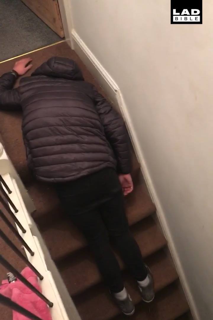 Drunk Lad Falls Asleep On The Stairs When You Drunkenly Stumble To