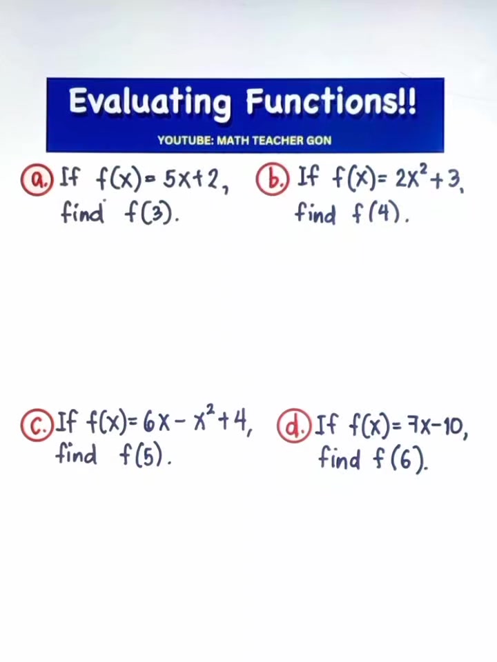 How to Evaluate Functions⁉️ #basicmath #mathematics #MathTutor # ...