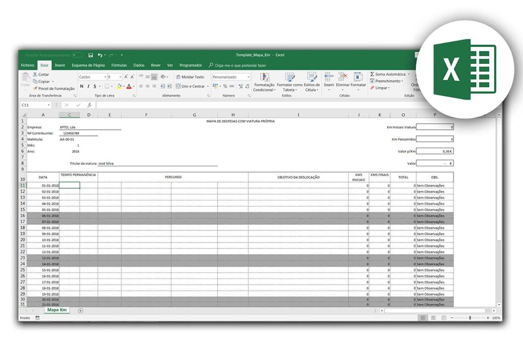 Noctula Store Mapa De Km Em Viatura Própria Em Excel Com Cálculo Automático De Distâncias