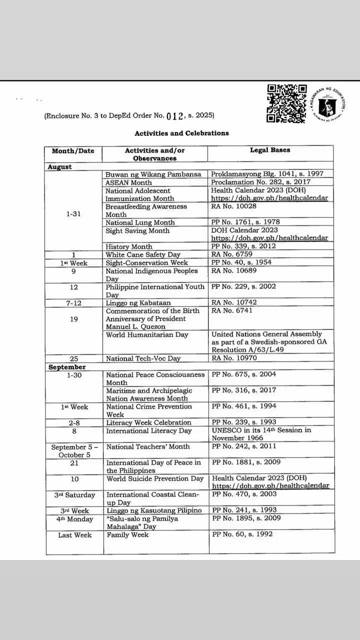DepEd Calendar of Activities for the School Year 2025-2026 | Sogod ...
