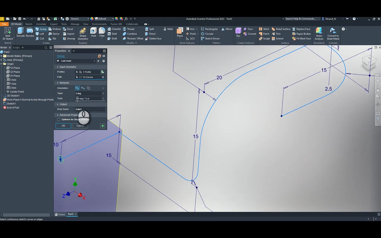 Autodesk Inventor: Introduction to 3D Sketch | สอน-อบรมเขียนแบบ ...