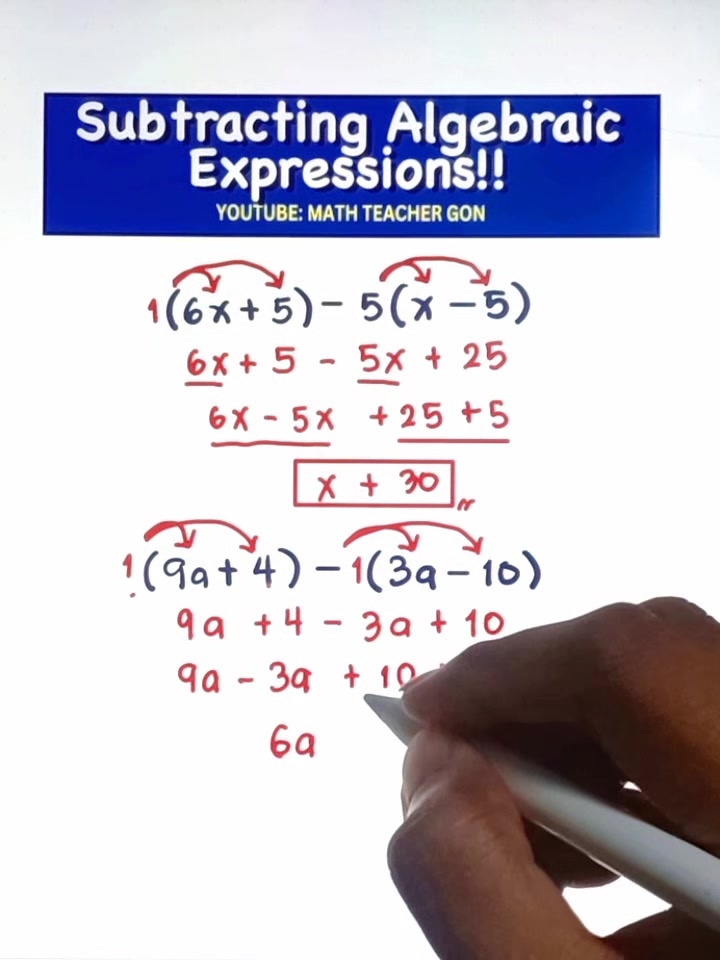How to Subtract Algebraic Expressions? #basicmath #mathematics # ...