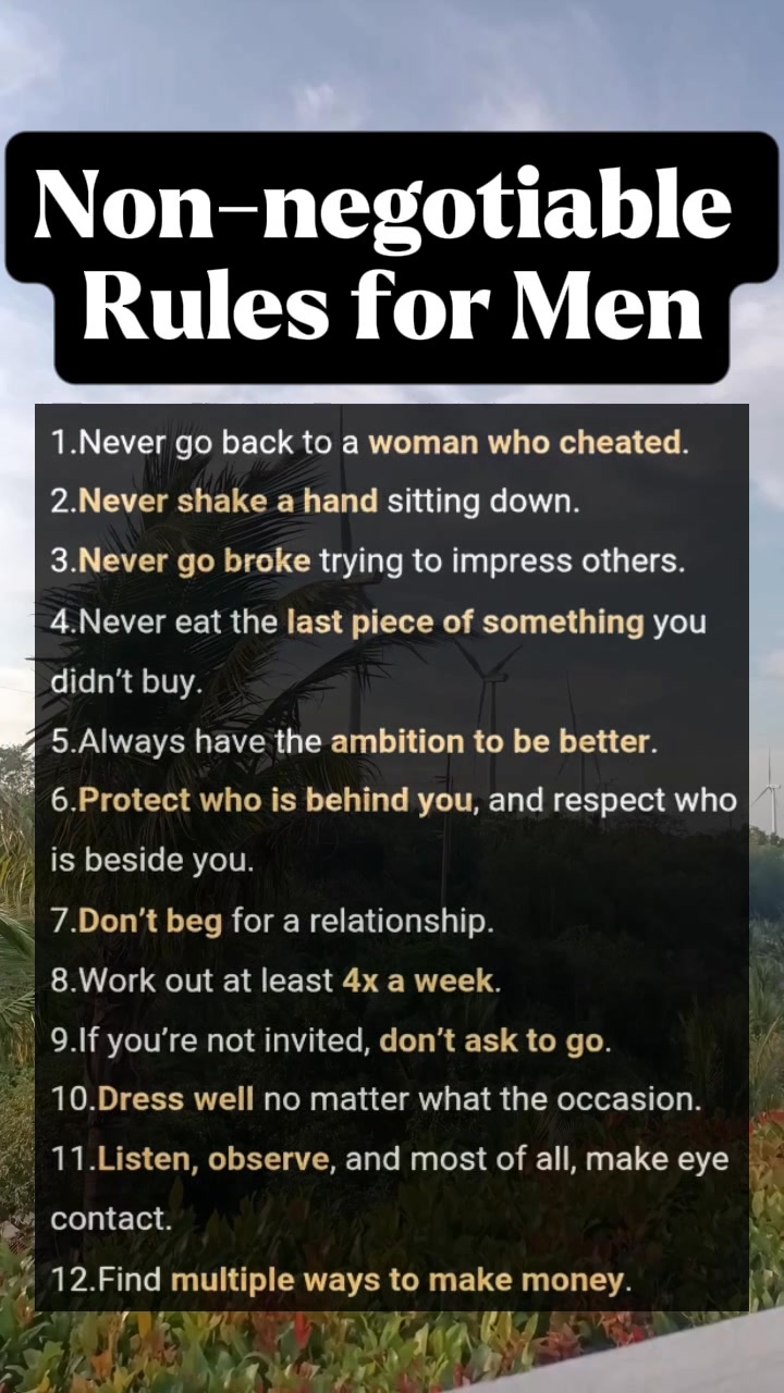 Non-Negotiable Rules for Men #everyone #highlights #fypシ゚viralシ ...