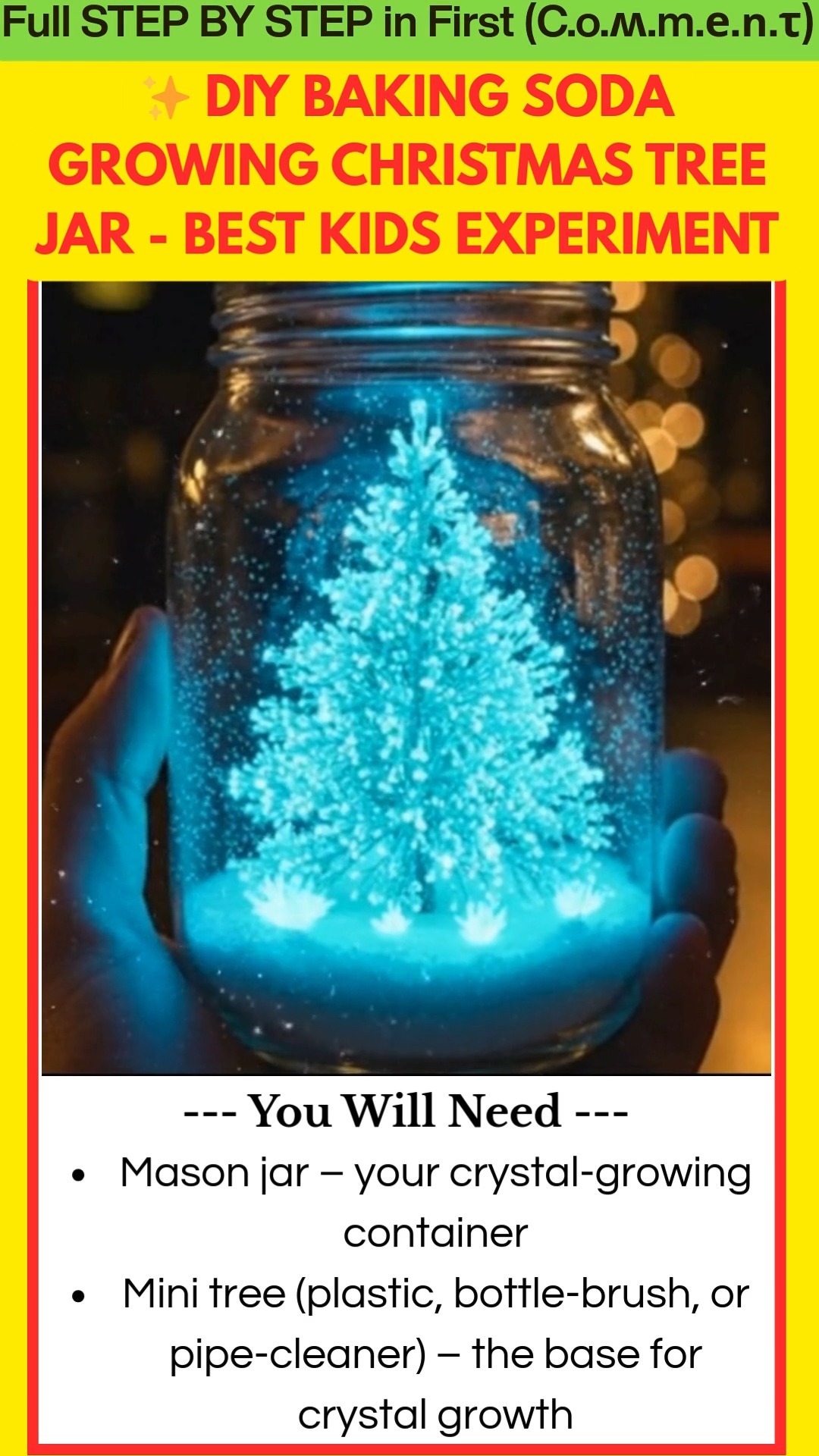 Make Your Own Baking Soda Growing Christmas Tree Jar at Home Looking ...