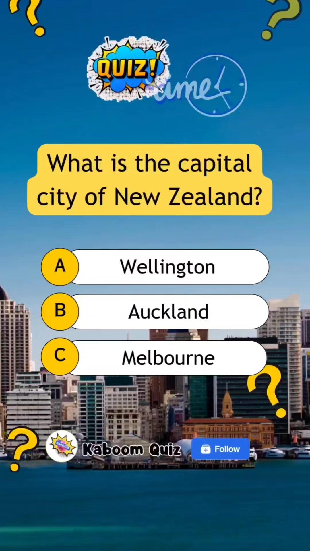 What is the capital city of New Zealand? #quiz #quiztime #quizreels # ...