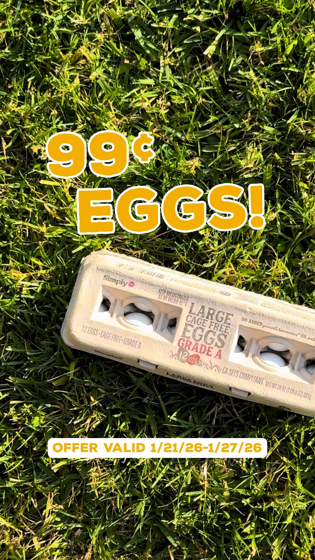 Egg-cellent deal alert! 🥚 Grade A large eggs now just 99¢ per dozen at ...
