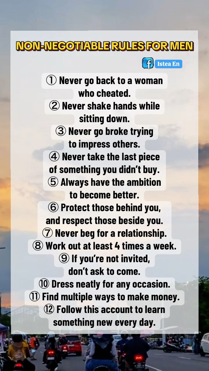 Non-negotiable rules for men #mensstyle #rulesformen | Istea En | Facebook