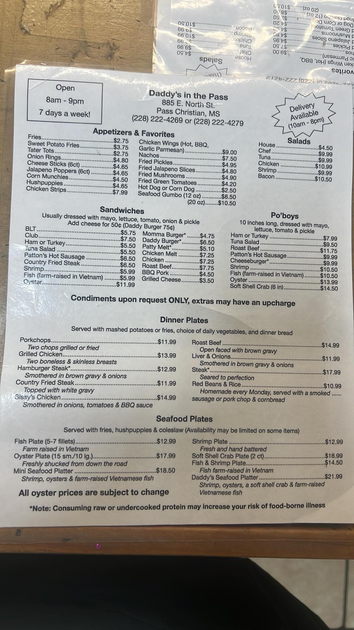 New Menu Daddys In The Pass Facebook