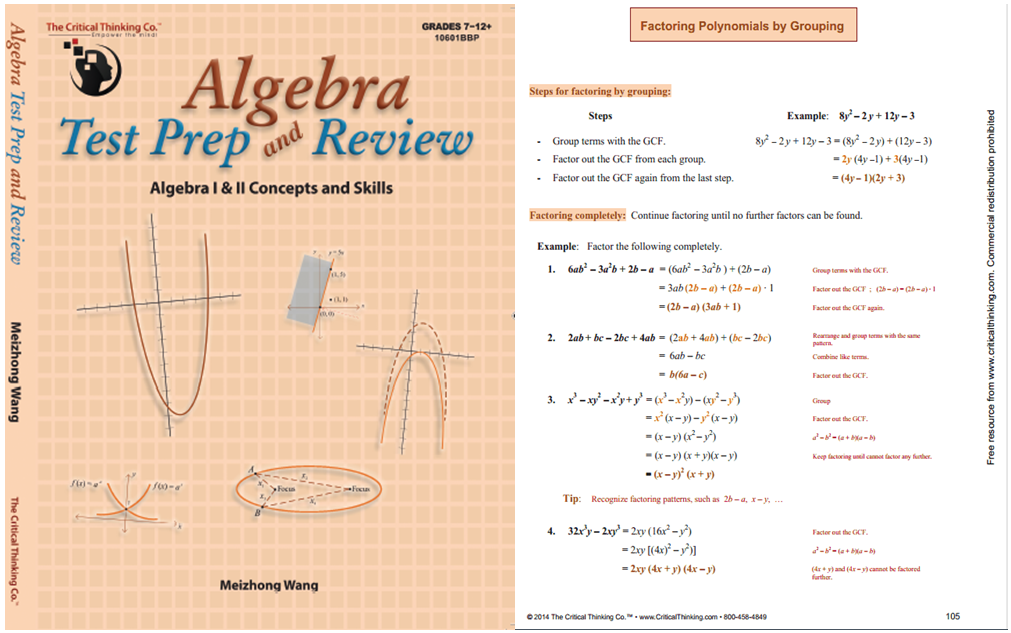 The Critical Thinking Co. - Algebra Test Prep and Review (Grades 7-12 ...