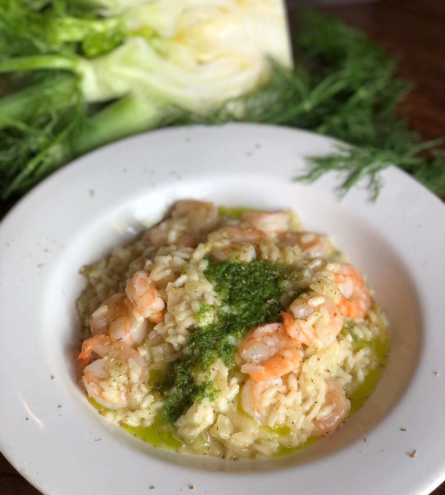 Lidias 🍽 New Spring Dish Shrimp Risotto With Fennel Pesto And Wild