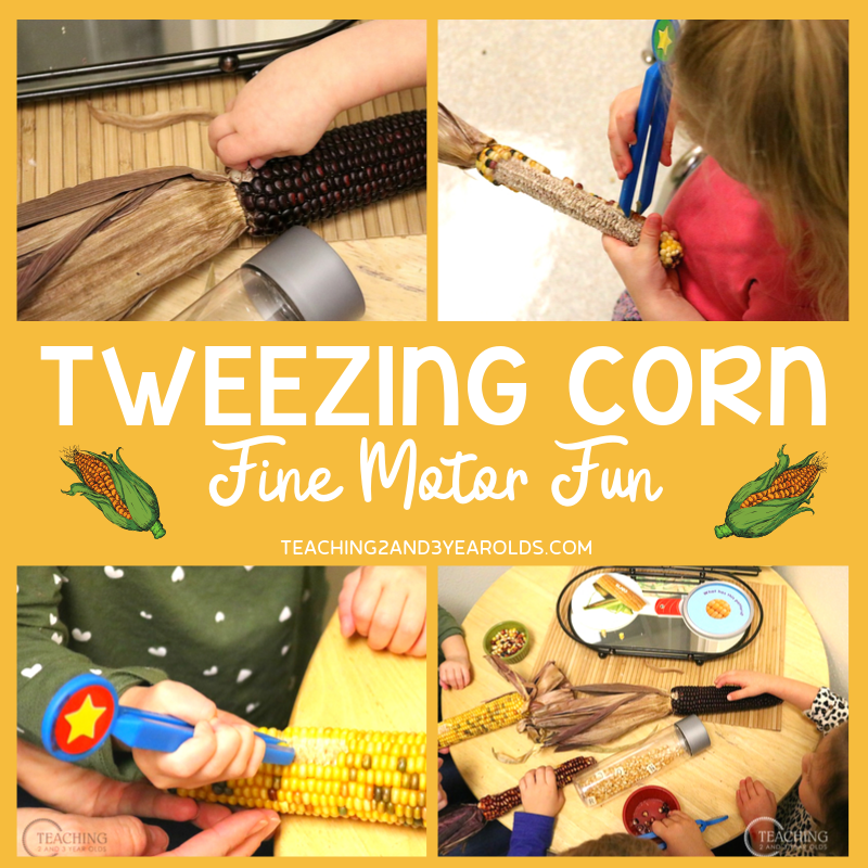 This tweezing corn activity is a fun way to build preschool fine motor ...
