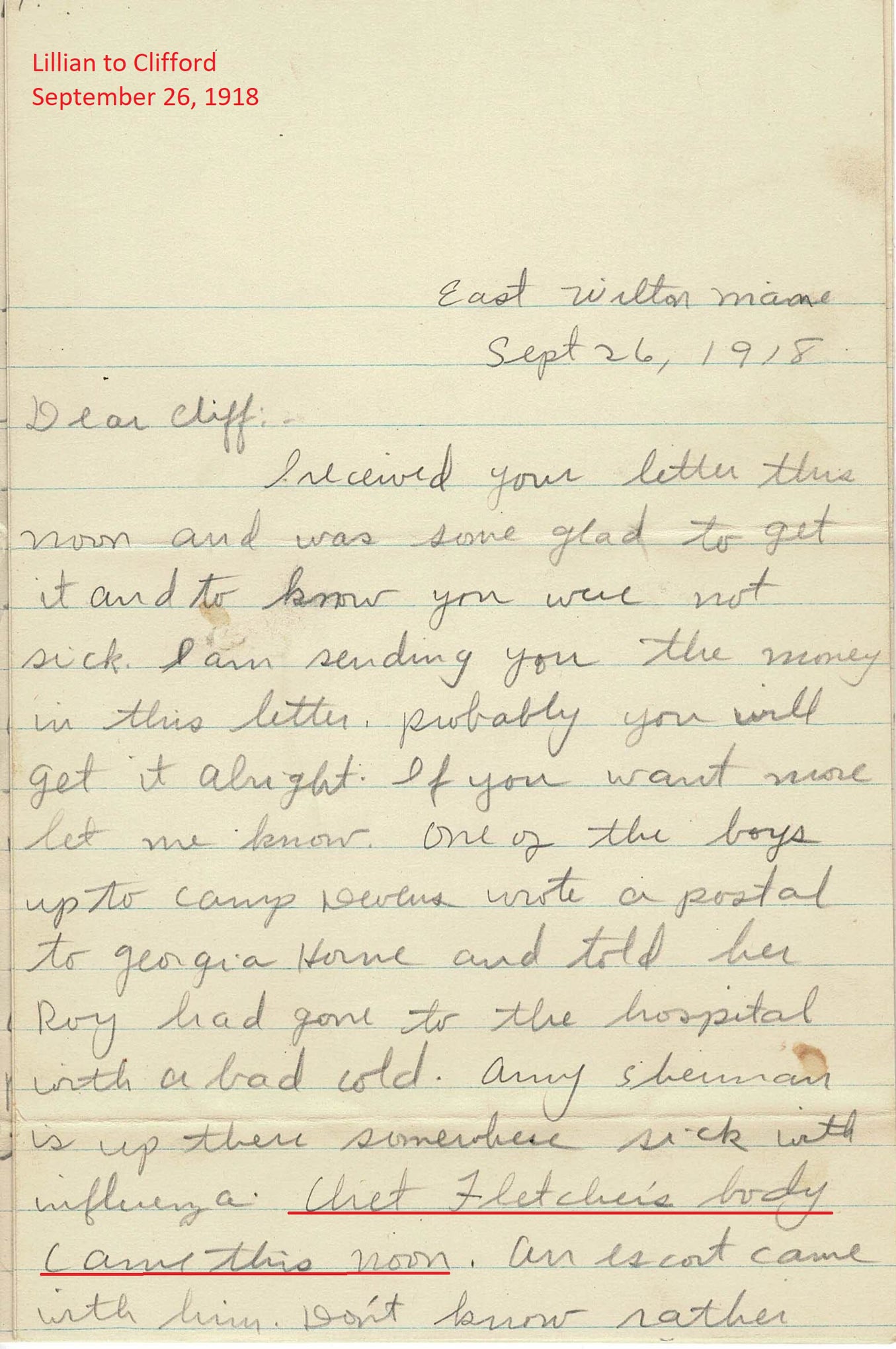 Fort Devens Museum - Chester Fletcher died at Camp Devens from ...