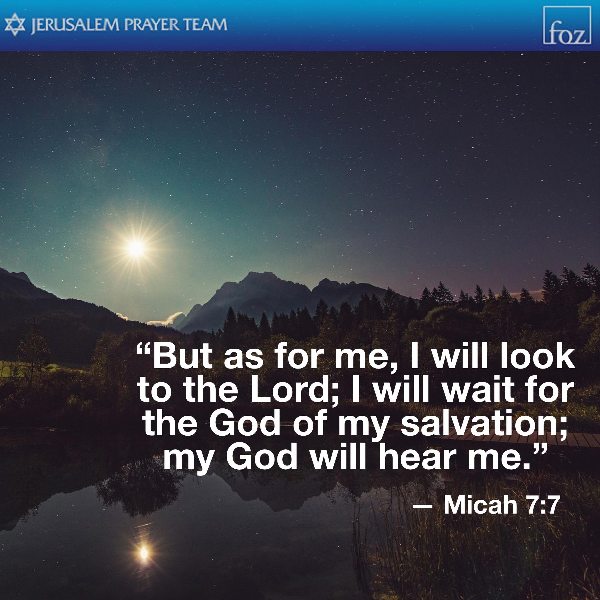 Jerusalem Prayer Team - “But as for me, I will look to the Lord; I will ...