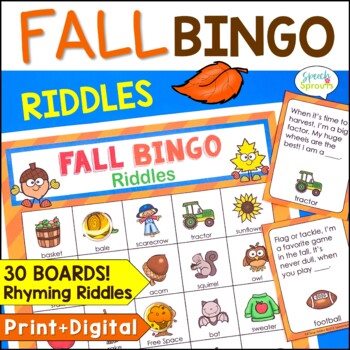 Teachers Pay Teachers - Rhyming Riddles for Fall 🍂 This speech therapy ...