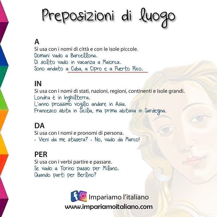 Utilizzo delle preposizioni di... - Impariamo l'italiano