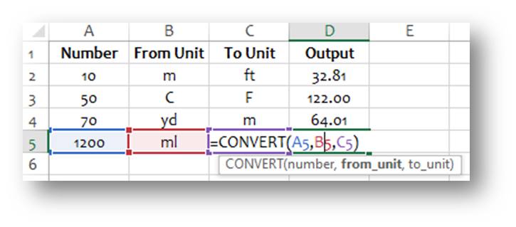 Start to EXCEL | The **CONVERT **function in Excel is used to convert a ...