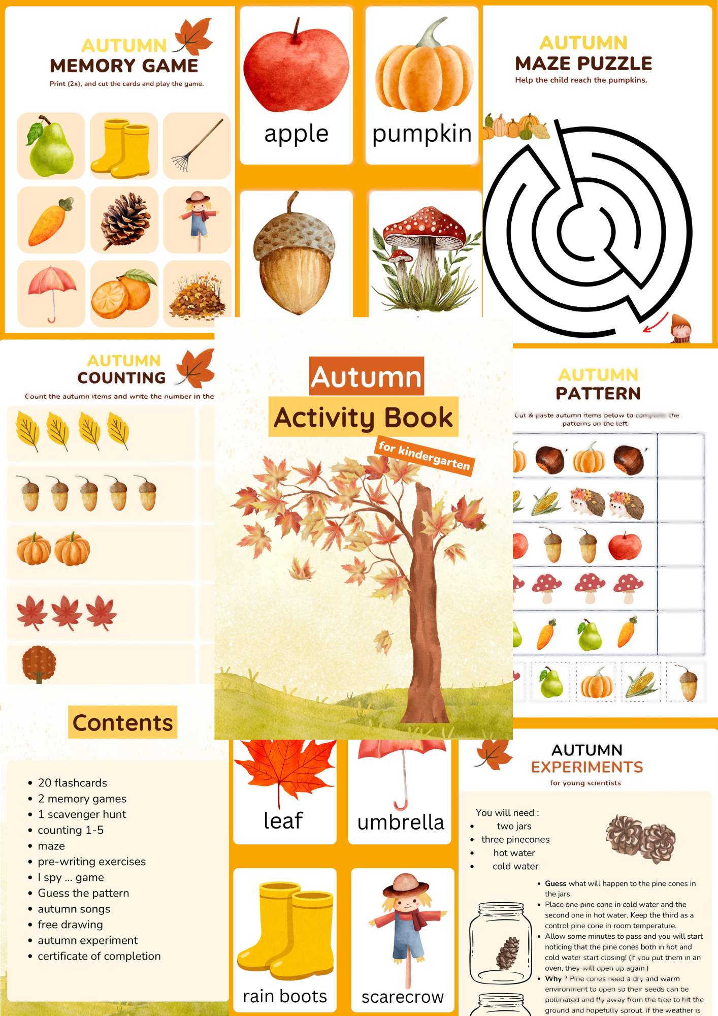 KINDERGARTEN WORKSHEETS & RESOURCES👨‍👩‍👧‍👧 | 21 free autumn activities ...