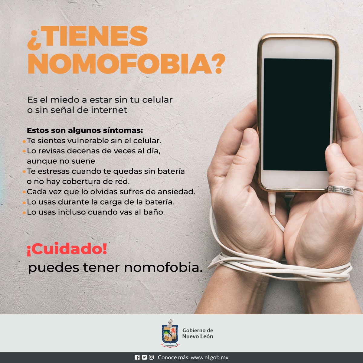 La nomofobia ha ido en aumento... - El Gobierno de Nuevo León